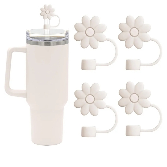 Amazon | Dining | Nwt White Silicone Daisy Straw Covers | Poshmark